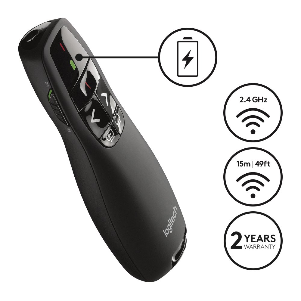 Logitech Wireless Presenter R400 USB Cordless Timer - Uhr ...