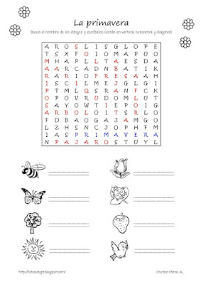 Cositas de AL y PT: Sopa de letras: La primavera