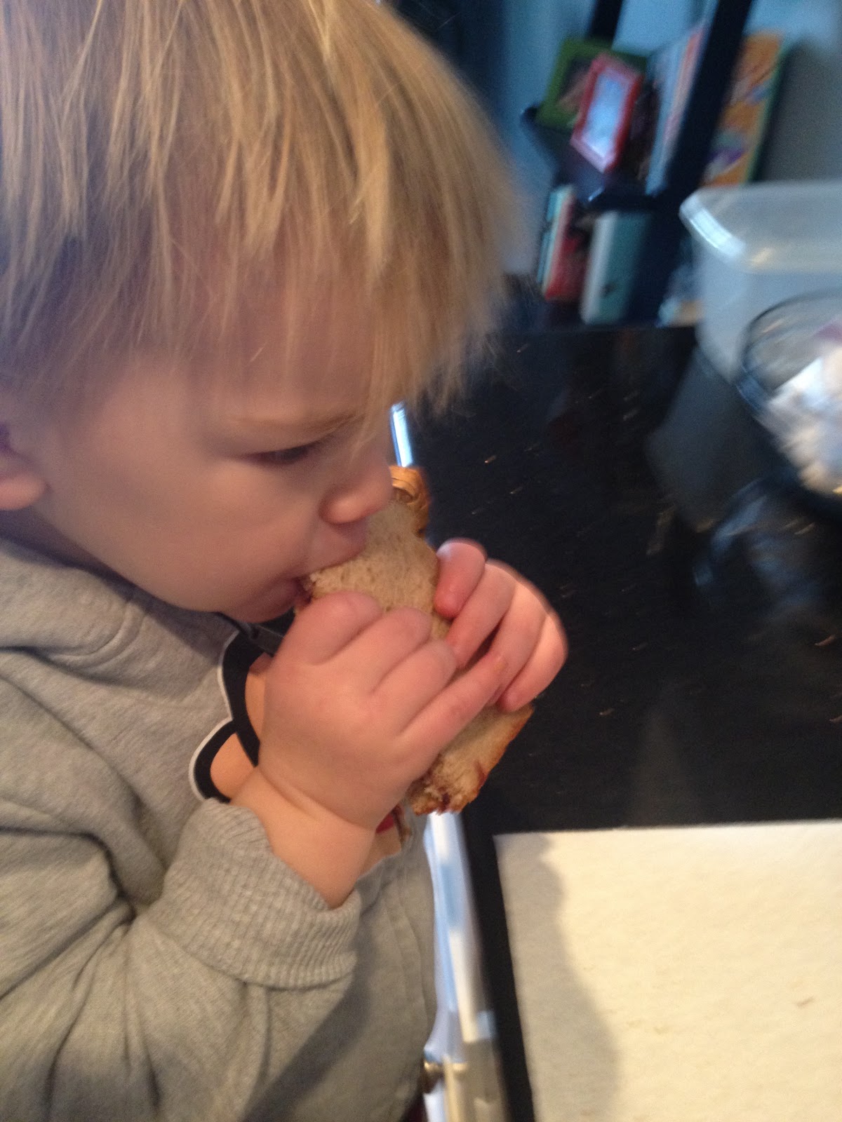 quote the mrs.: cooking with a toddler: PB and Js!