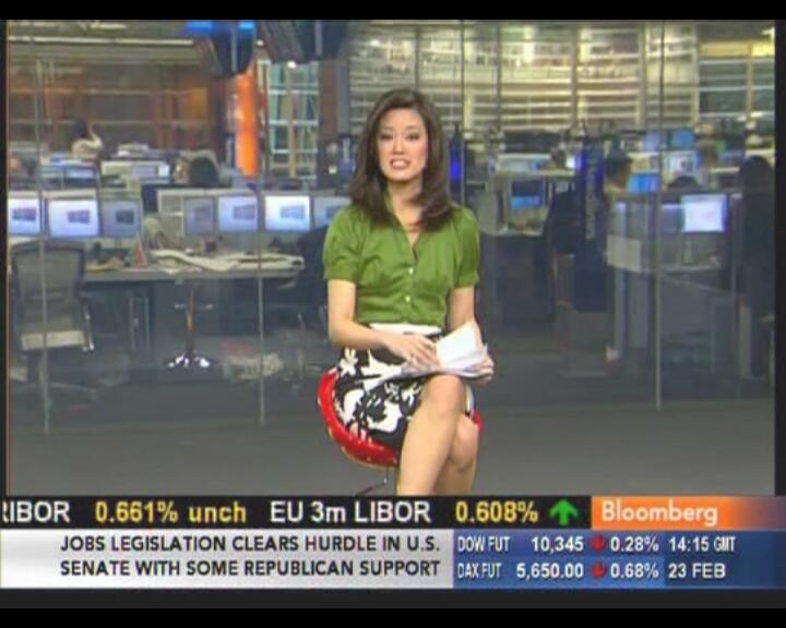 Ladies in Satin Blouses: various Bloomberg TV anchors in satin blouses