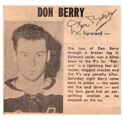 Penticton V's Autographed 1954 Newspaper