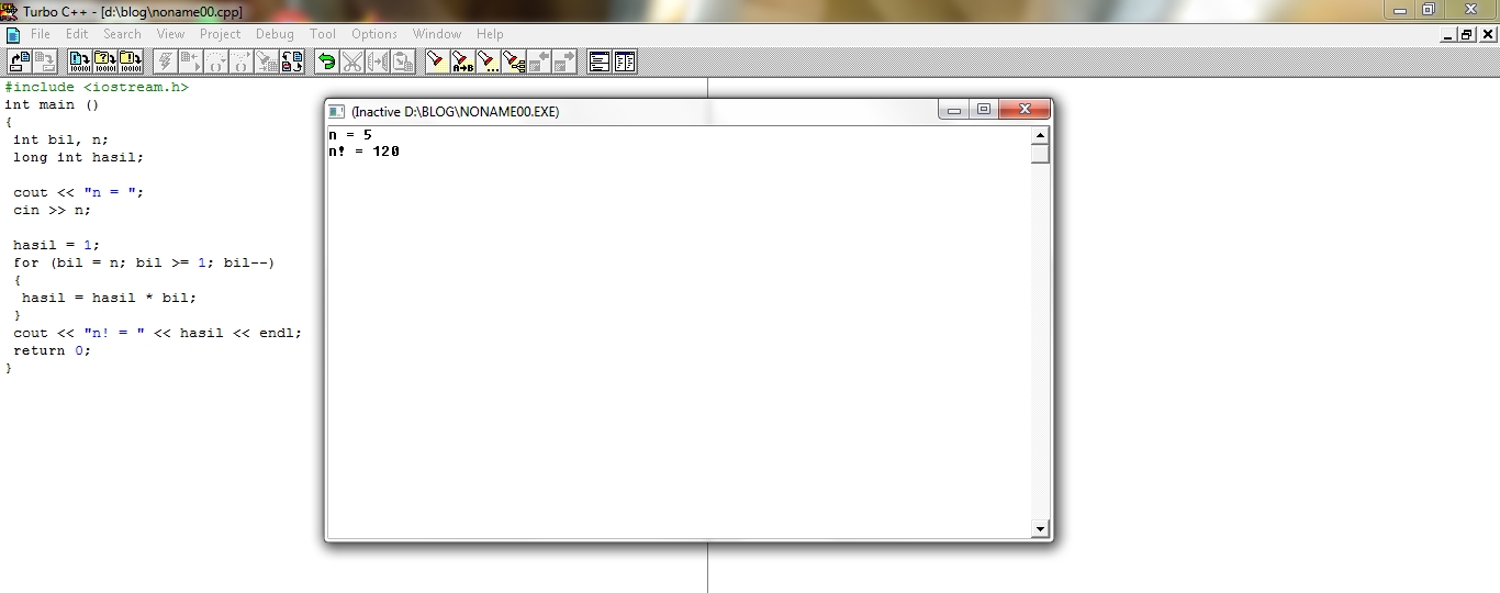 Program C++ Faktorial beserta Penjelasan dan Algoritma - SeratFormasi