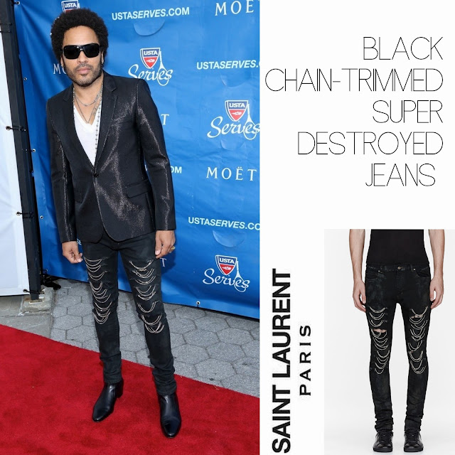 Lenny Kravitz y sus Black Chain-Trimmed Super Destroyed Jeans de Saint ...