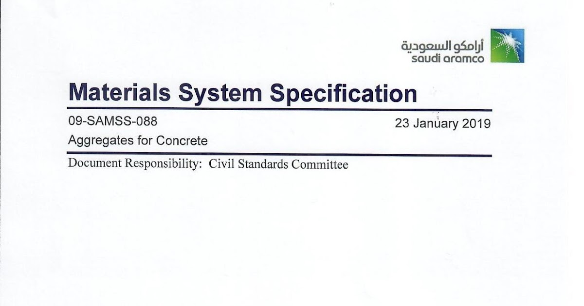 MATERIALS SYSTEM SPECIFICATION | CIVIL STANDARD | SAUDI ARAMCO
