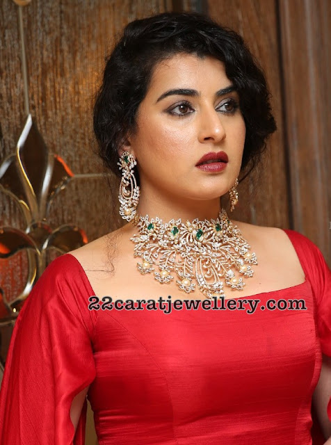 Archana Shastri in Heavy Diamond Choker - Jewellery Designs
