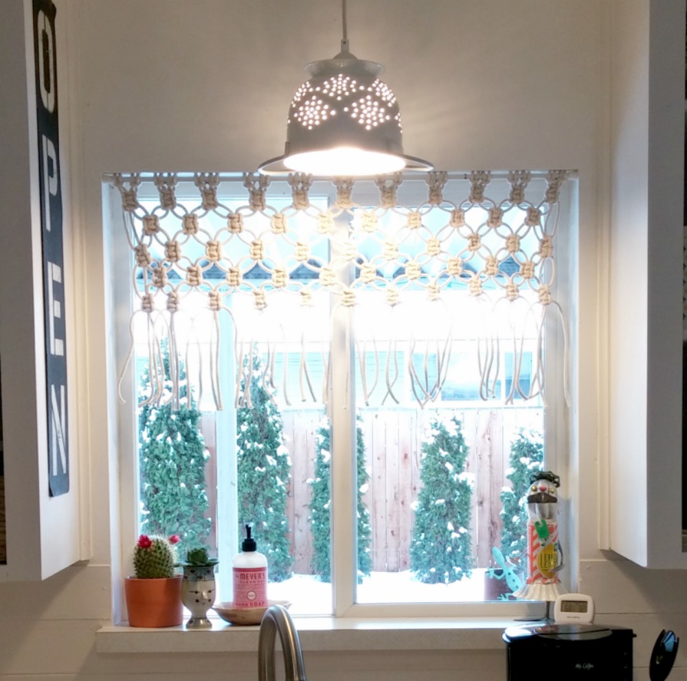 DIY Macrame Kitchen Curtain - Little Vintage Cottage