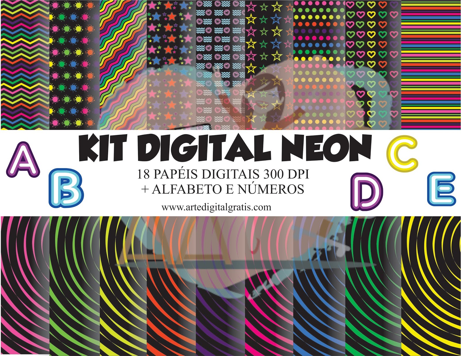 KIT DIGITAL NEON GRÁTIS - Arte Digital Grátis