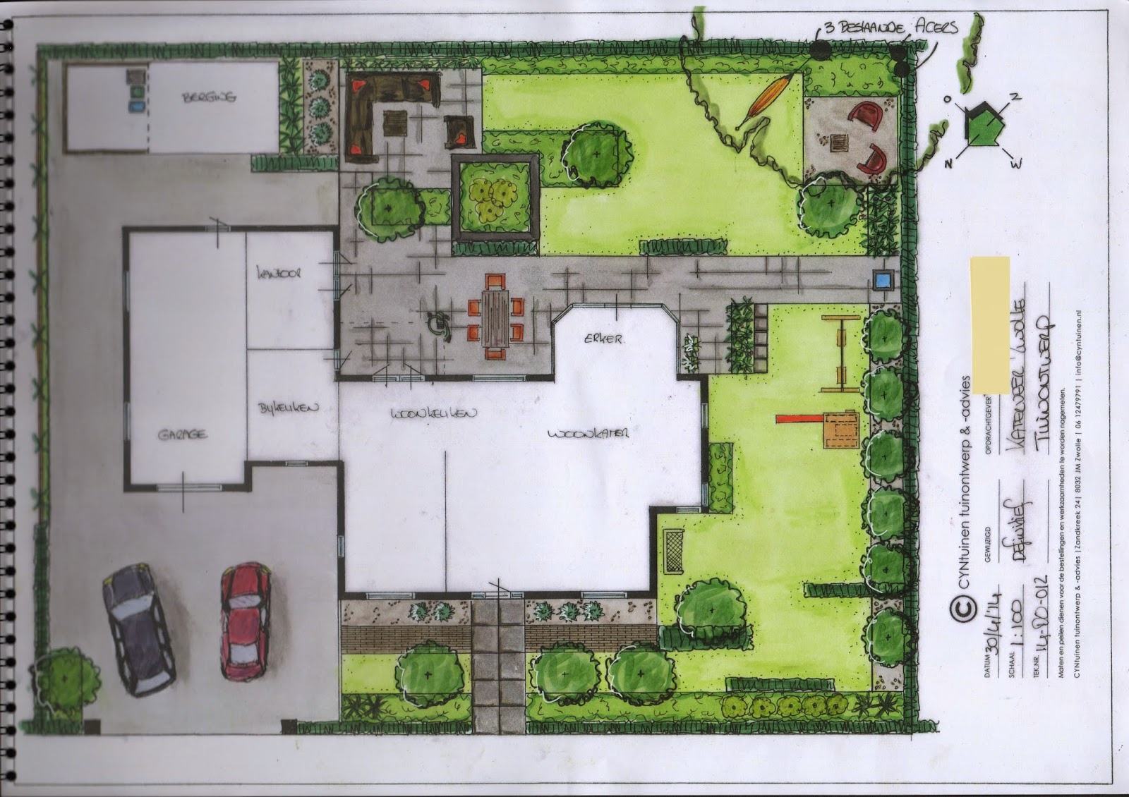 CYNtuinen tuinontwerp & -advies: Villatuin modern; met veel gazon en ...