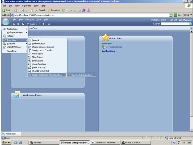 How to create a planning application in hyperion?