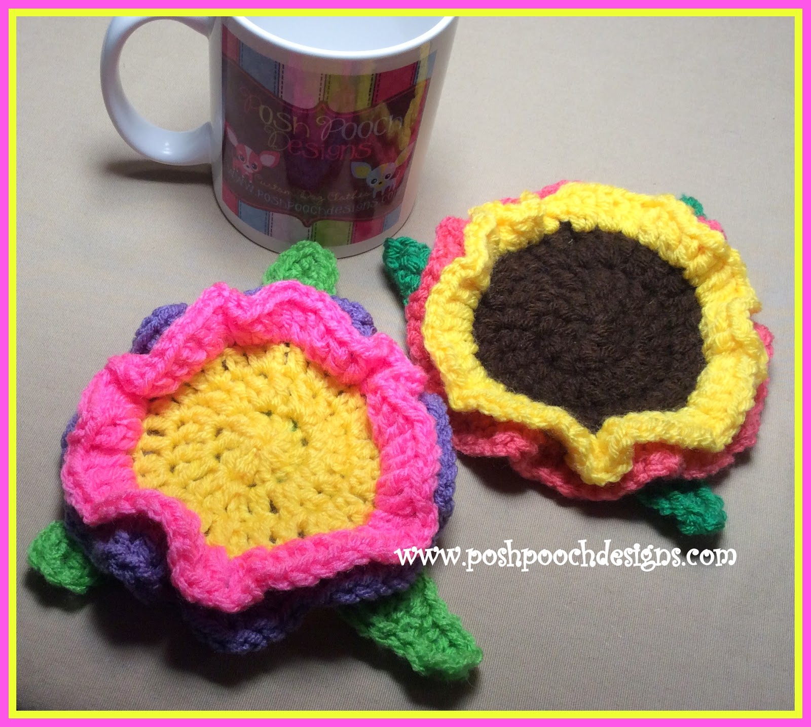 Posh Pooch Designs : Spring Flower Coaster - Free Crochet Pattern May ...