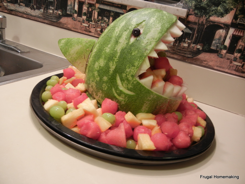 Frugal Homemaking: Shark-Shaped Watermelon Fruit Salad