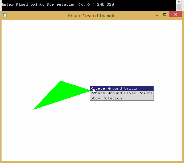 VTU CSE LABS: CG 2 - ROTATE A TRIANGLE