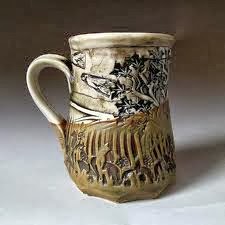 Clay shares: Stamped and found textured mugs