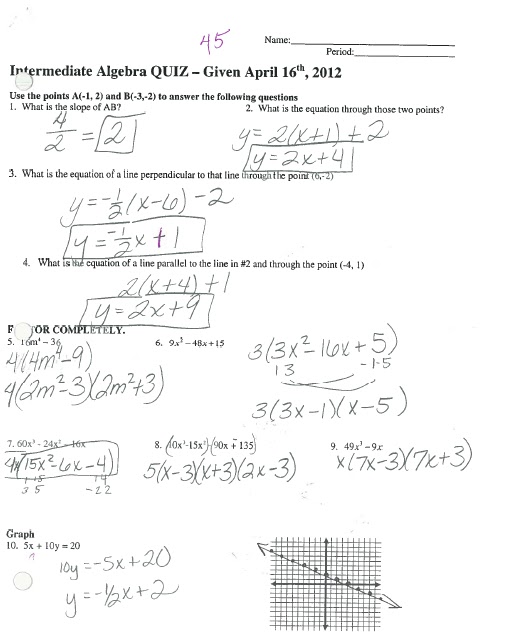 Math Classes Spring 2012: Intermediate Algebra Answer Keys - quiz and ...
