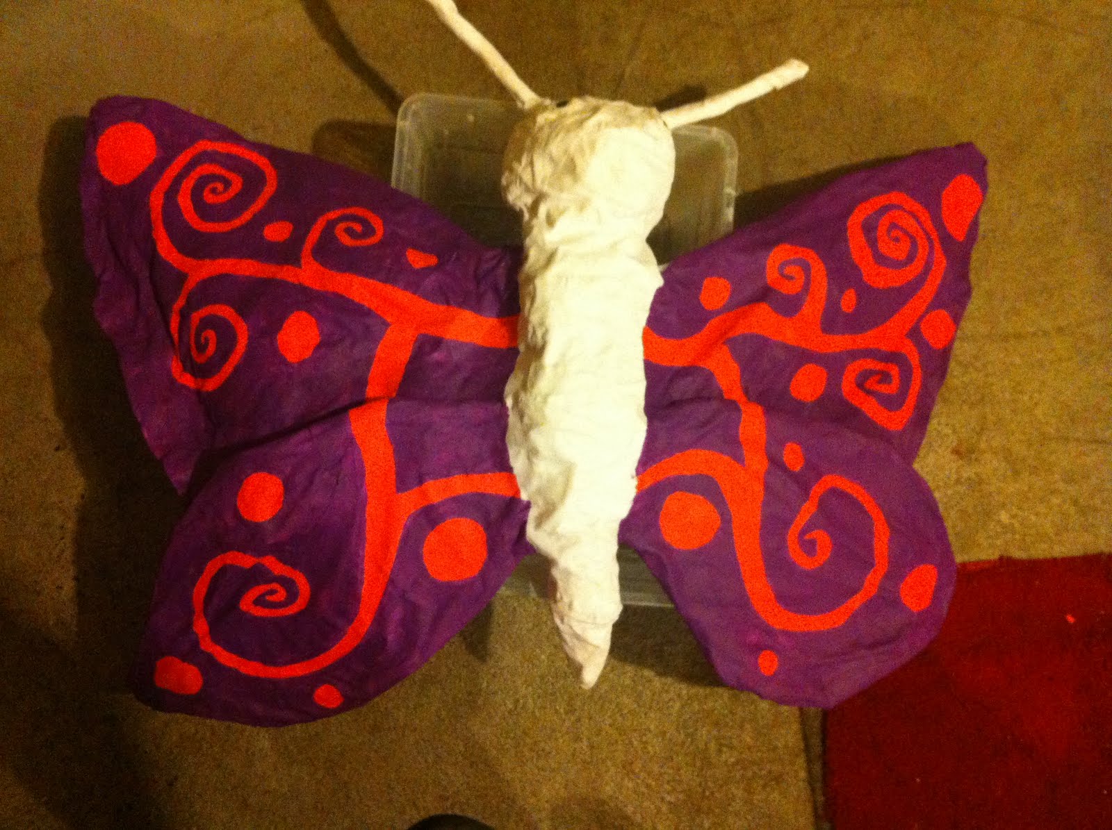 This mache butterfly I did for a little girl. Took forever!