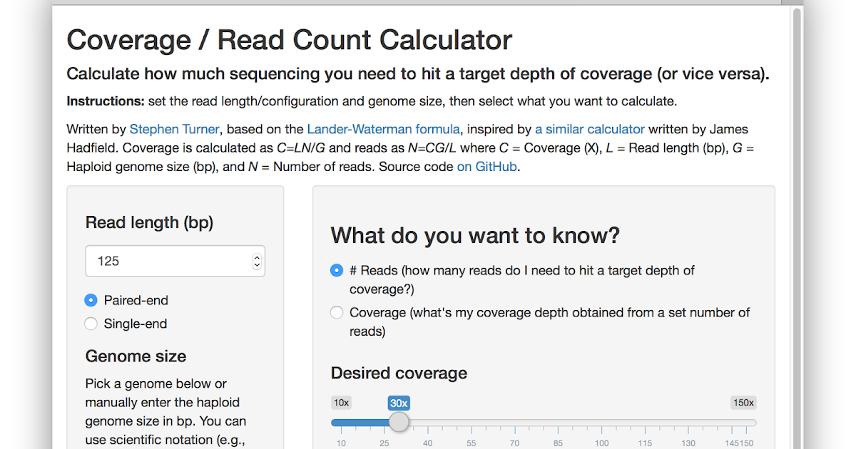 Getting Genetics Done Covcalc Shiny App For Calculating Coverage Depth Or Read Counts For