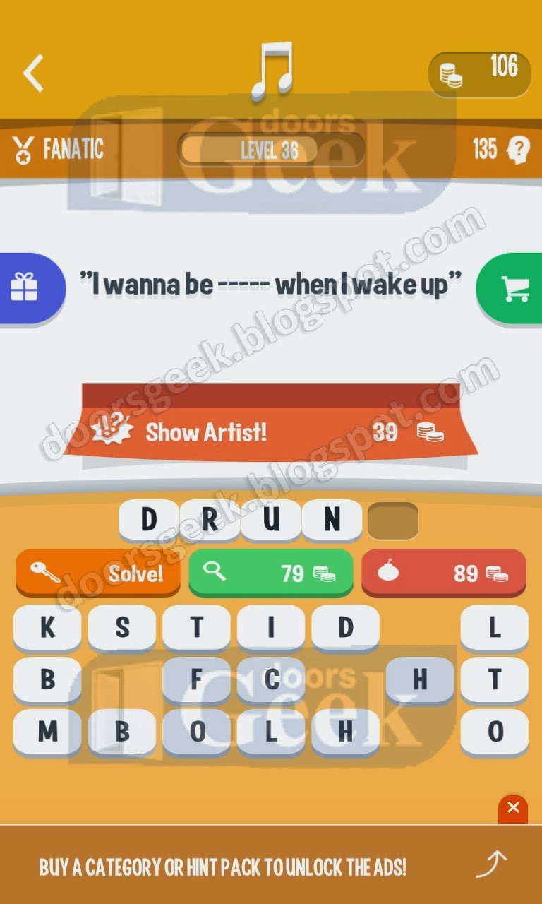 Song Quiz [Fanatic] Level 36 Answer ~ Doors Geek
