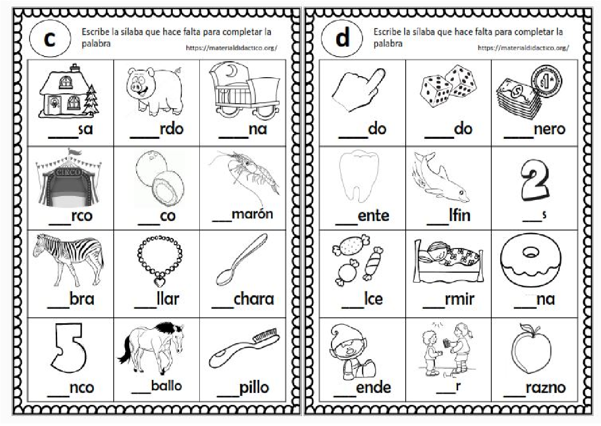Actividades Para Completar Las Silabas ~ DIPLOMAS GAFETES Y MATERIAL ...