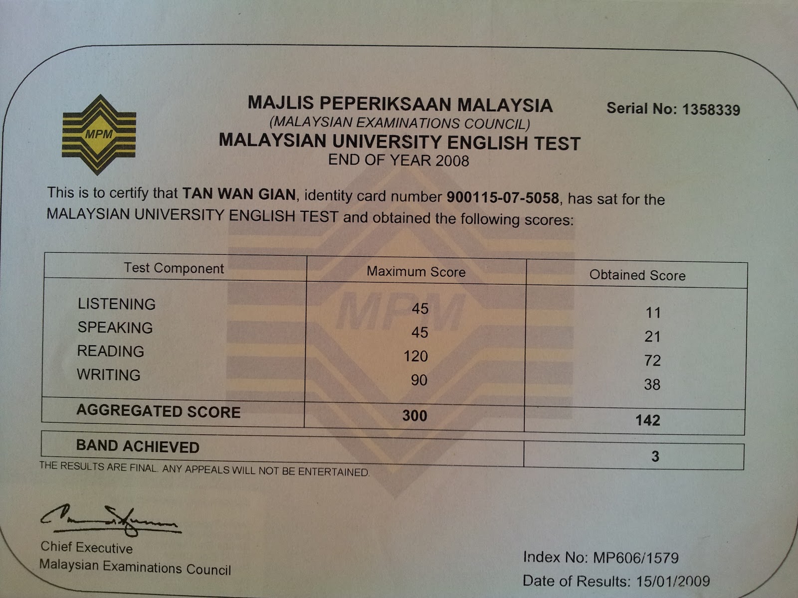 My result