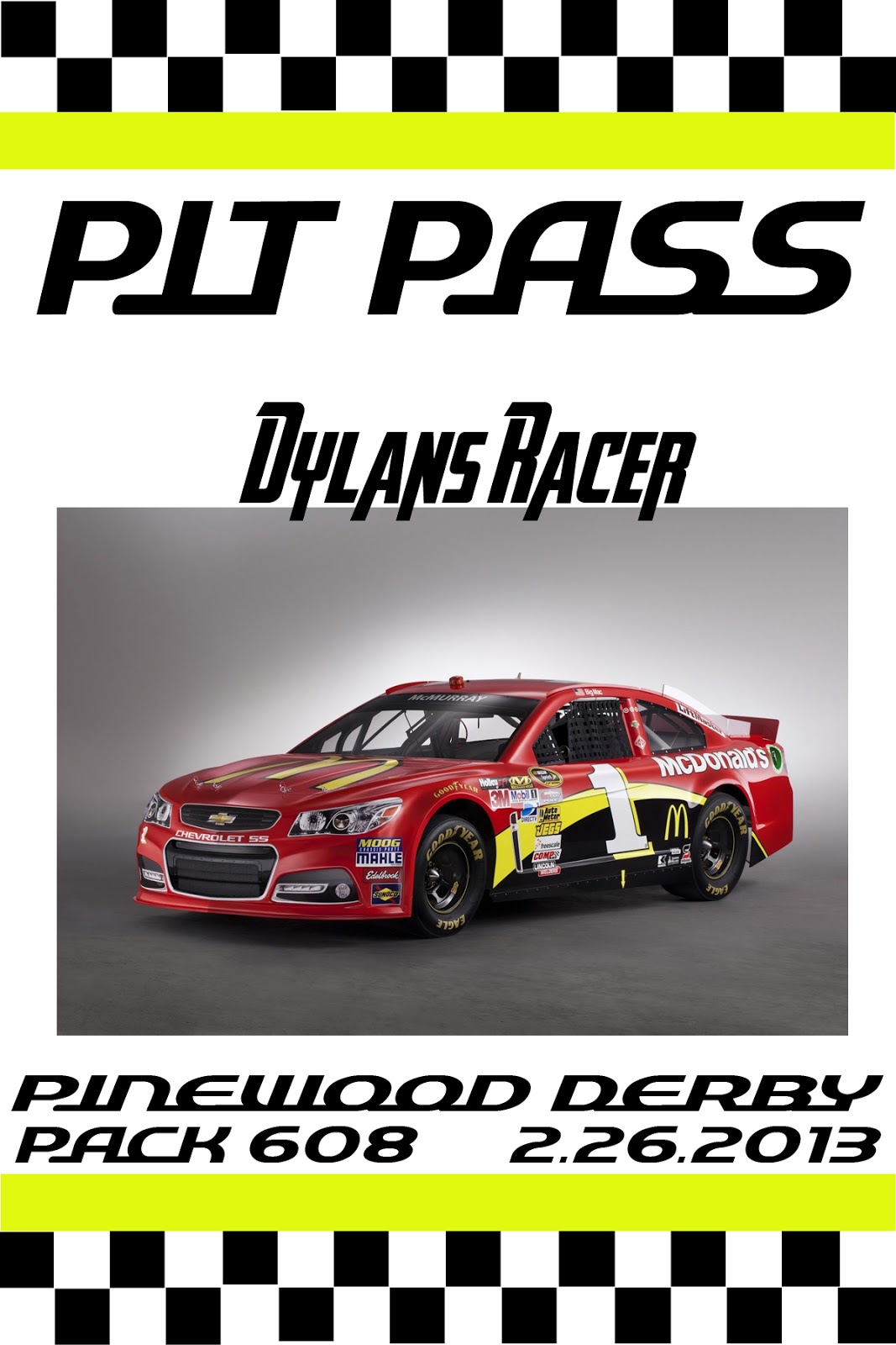 seeshellspace: Pinewood Derby - Pit Passes