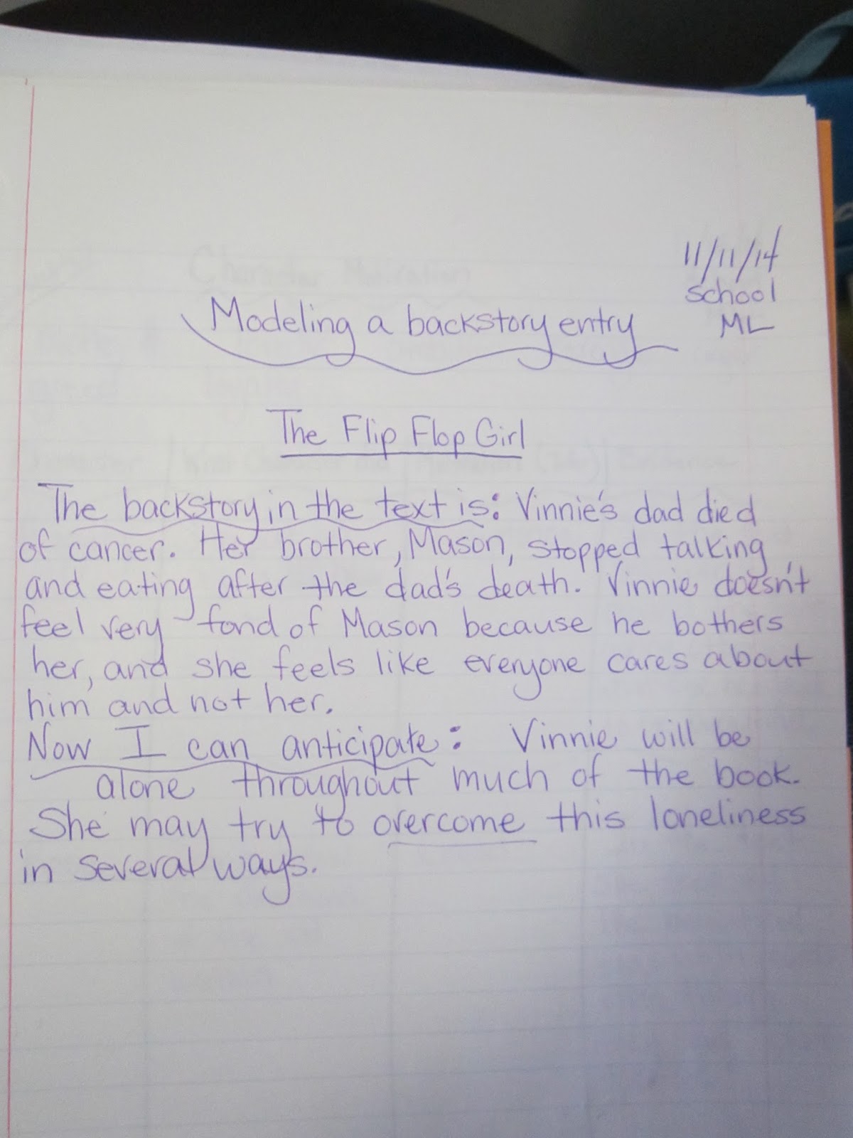 Writing About Reading: Backstory