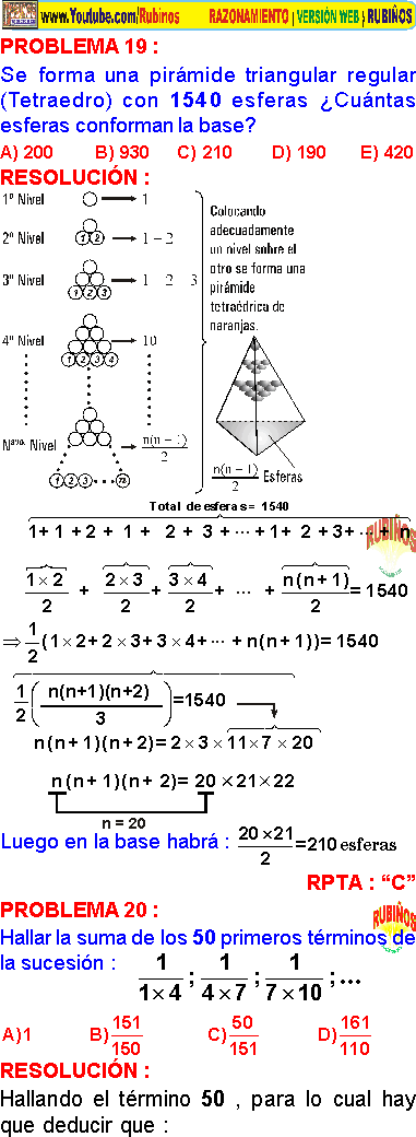 SERIES Y SUMAS NOTABLES SUMATORIAS PROBLEMAS RESUELTOS DE HABILIDAD ...