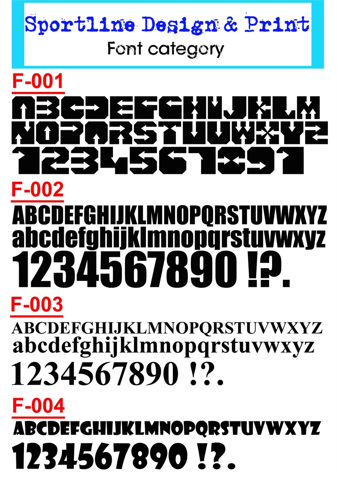 Sportline Design & Print: FONT CATEGORY