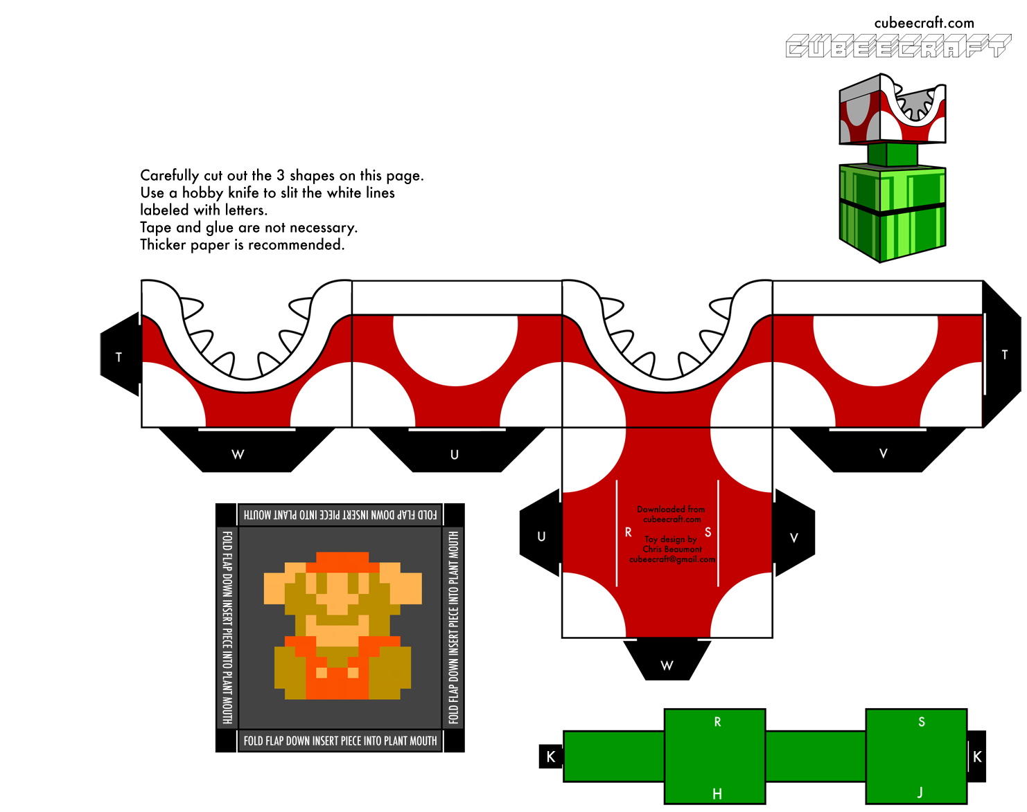 The Great World Of Papercraft: Planta piraña (Mario Bros)