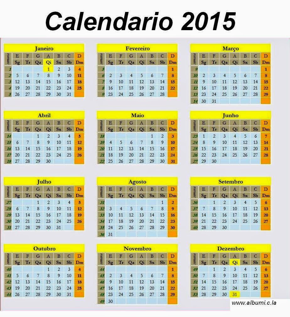 Calendario 2015 Para Imprimir