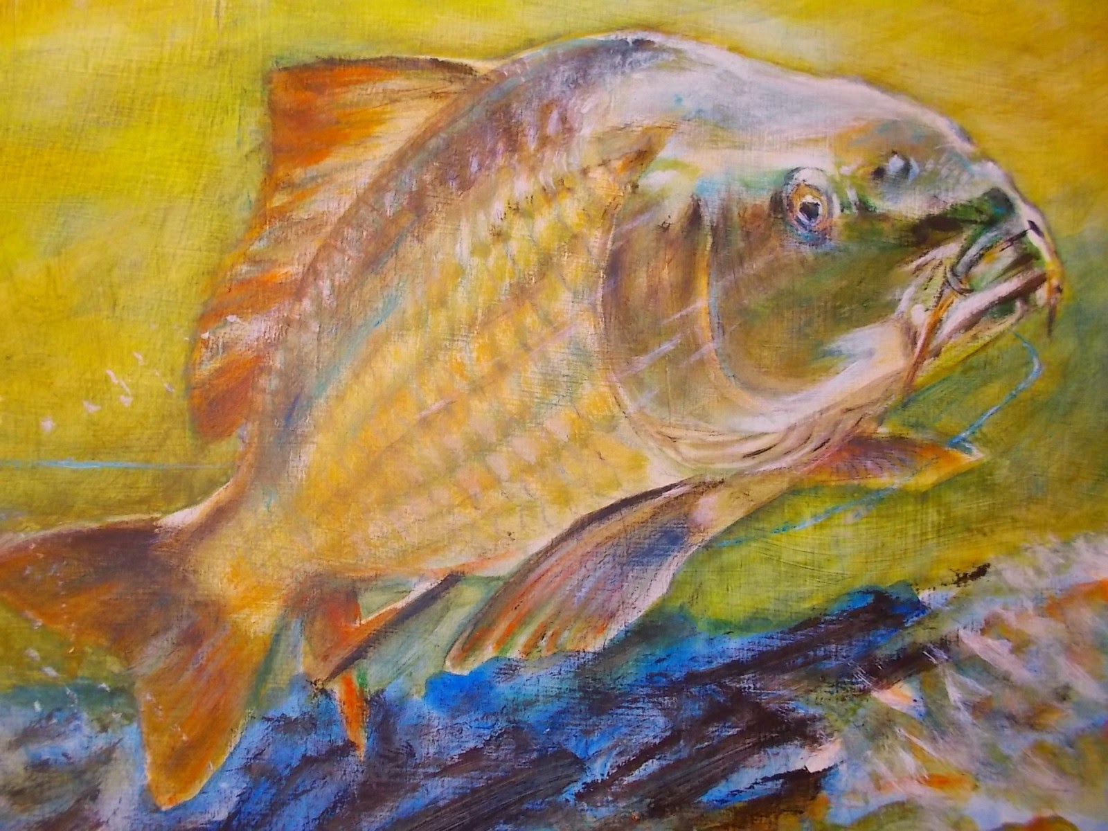 CHARLES WEISS ART: dramatic Carp Painting