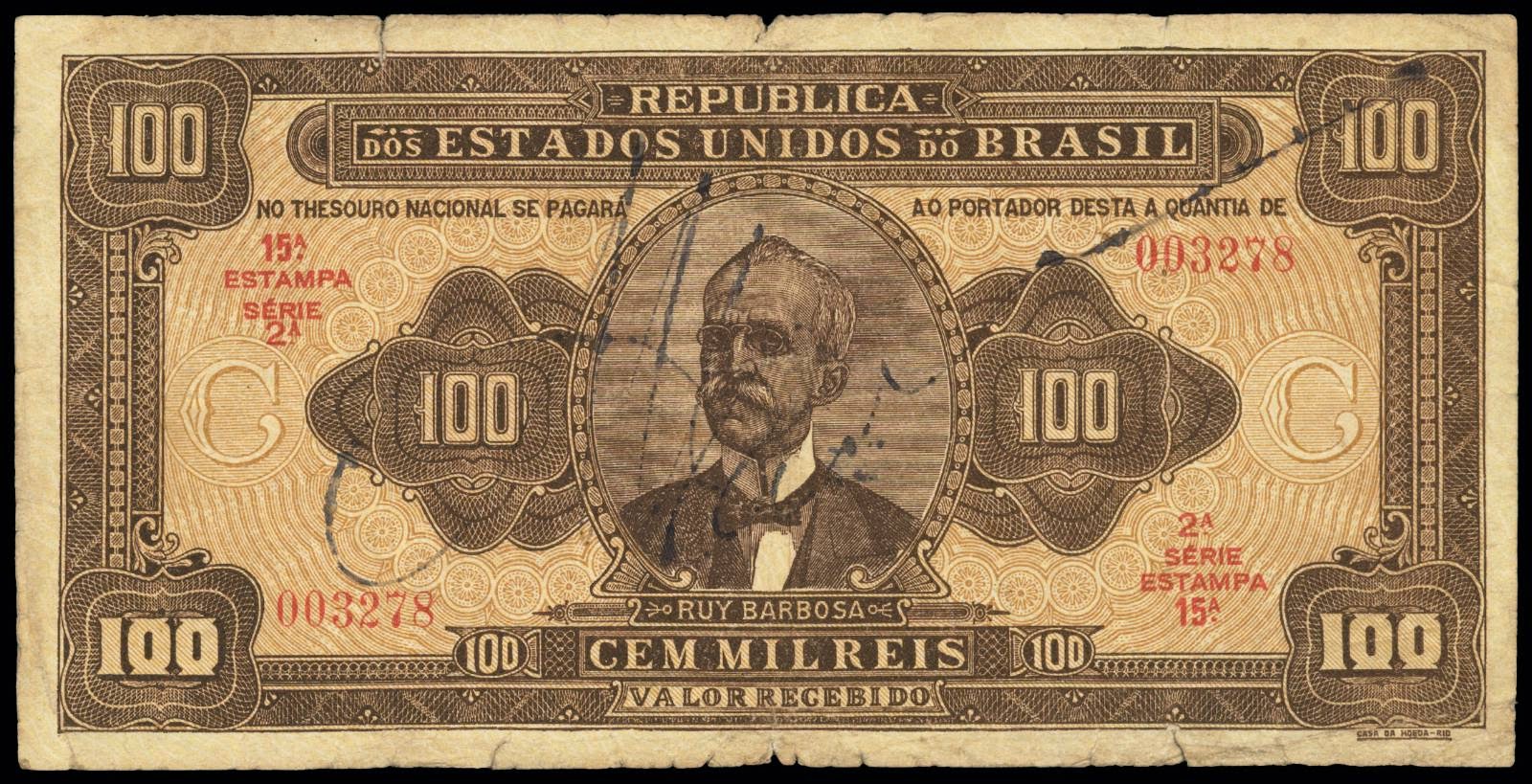 Brazil 100 Mil Reis banknote 1924|World Banknotes & Coins Pictures ...
