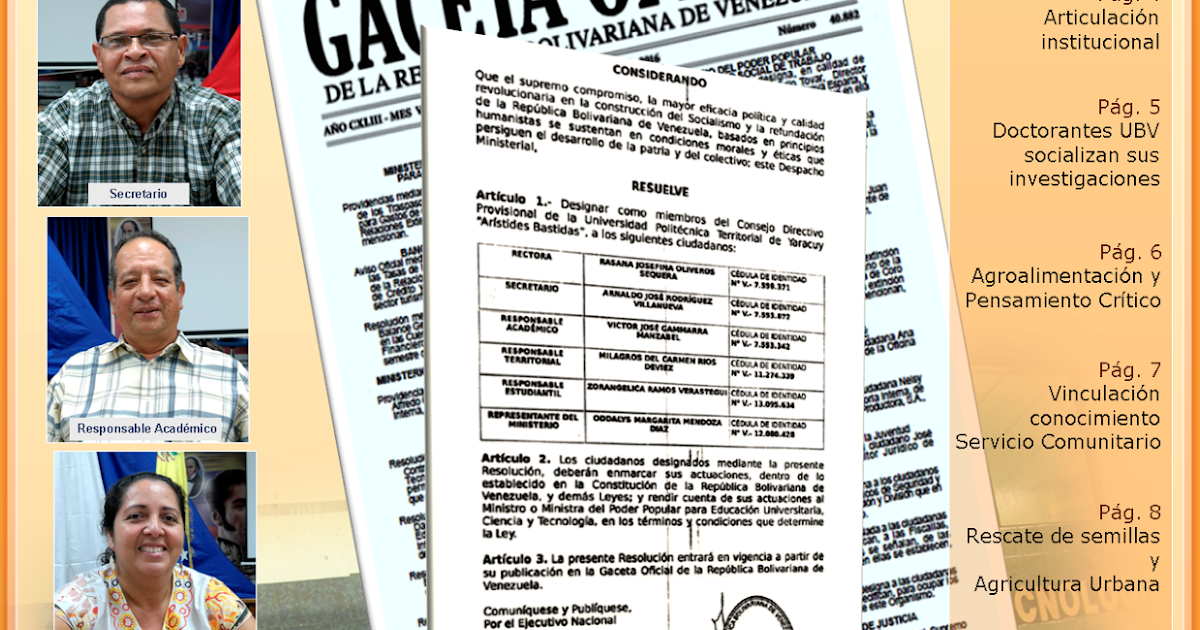 UPT "ARÍSTIDES BASTIDAS": BOLETÍN "NOTICIAS IUTY" EN SU EDICIÓN 28