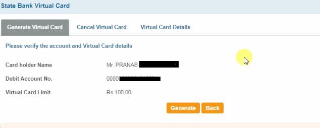 How to generate SBI virtual card?