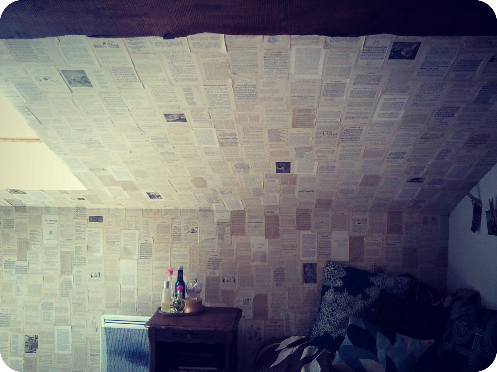 much more than the birds: diy book page wallpaper