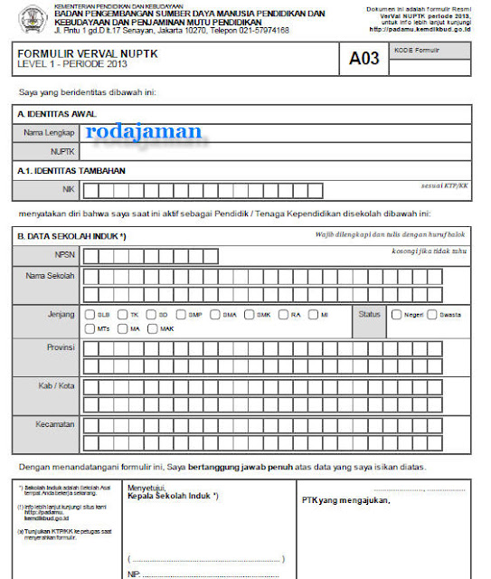 SDN 3 PAYUNGSARI: Contoh Formulir A01/A02/A03/A04, Surat Aktivasi Akun ...
