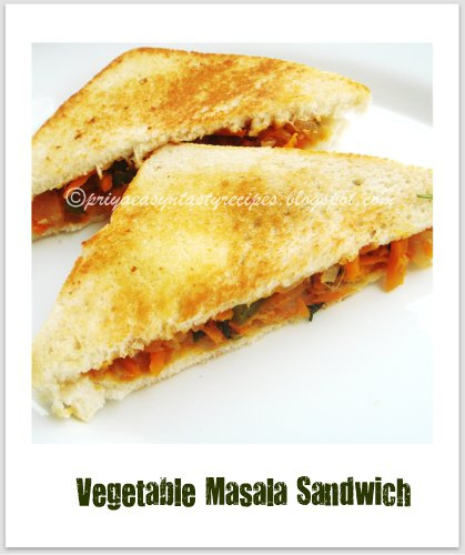 Priya's Versatile Recipes: Vegetable Masala Sandwich - Iyengar Bakery Style