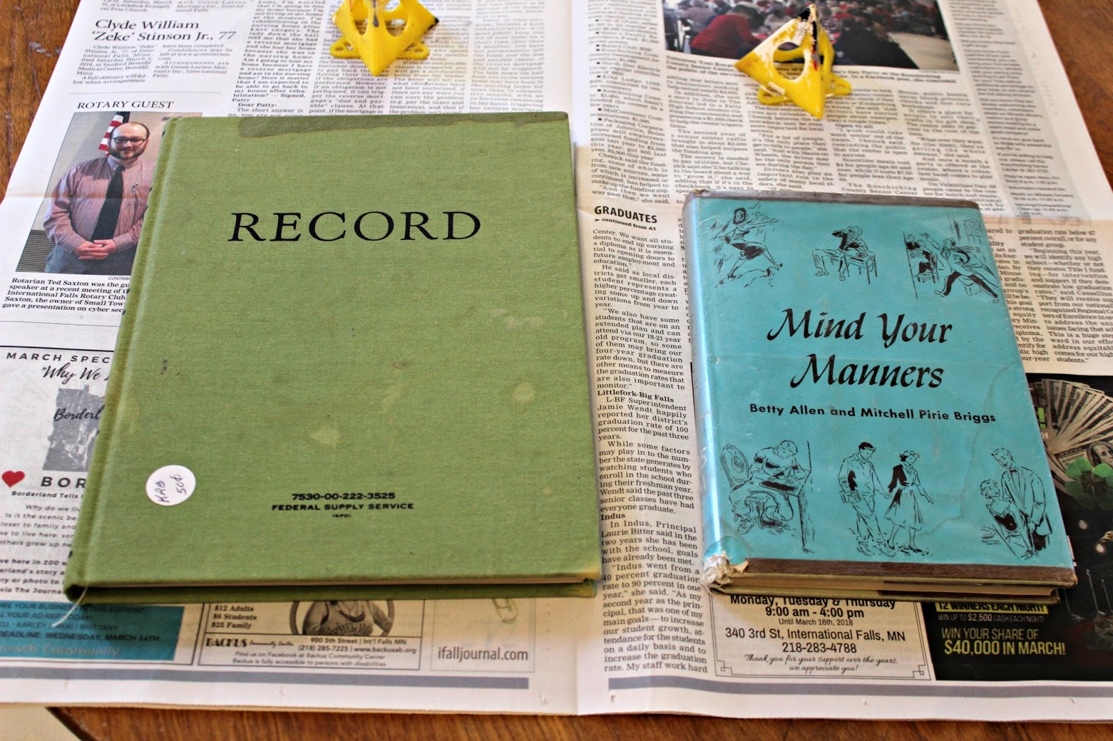Thrift Shop Books Upcycled and Stenciled as Decor - Organized Clutter