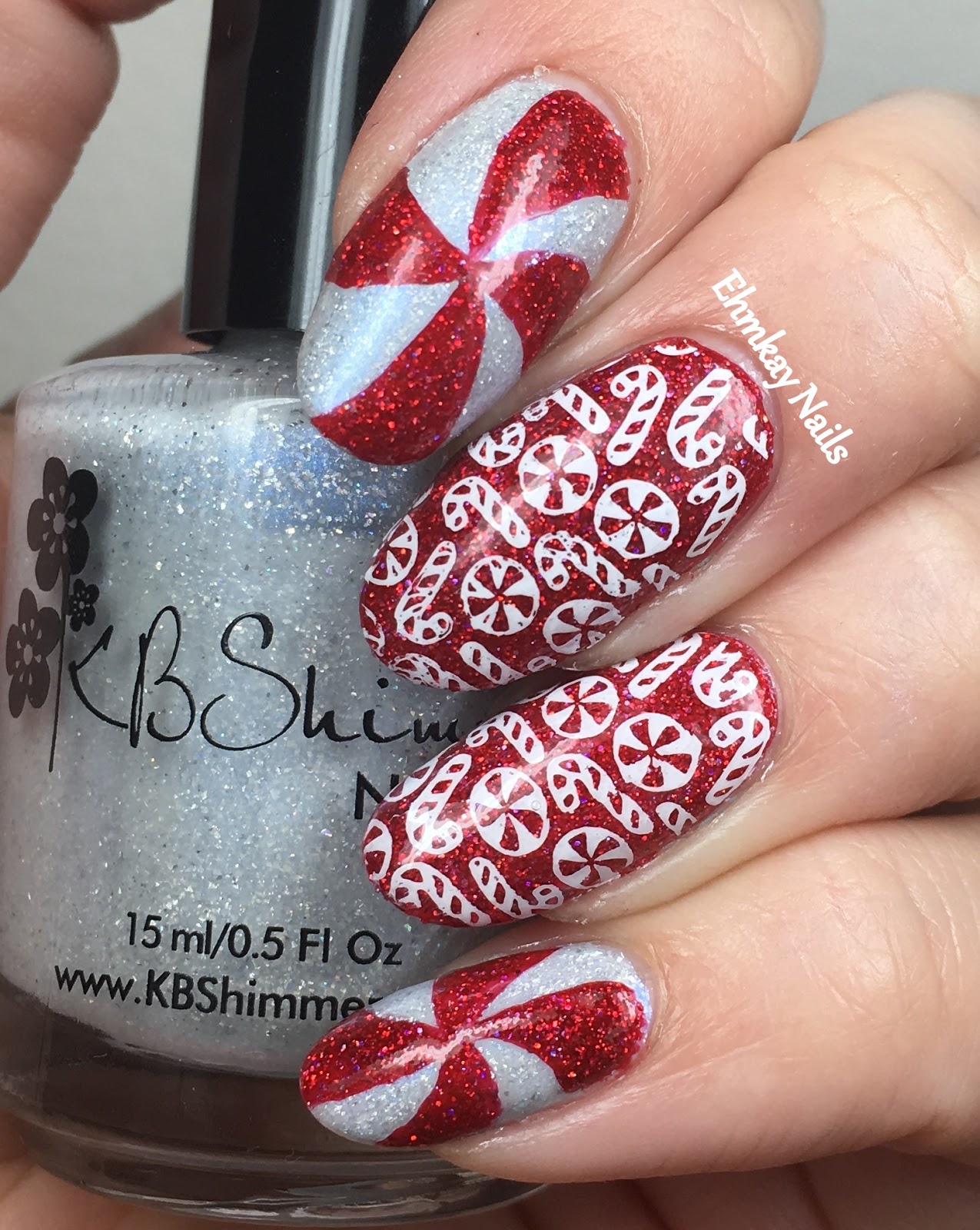 ehmkay nails: Winter Nail Art Challenge: Candy Canes and Peppermint ...