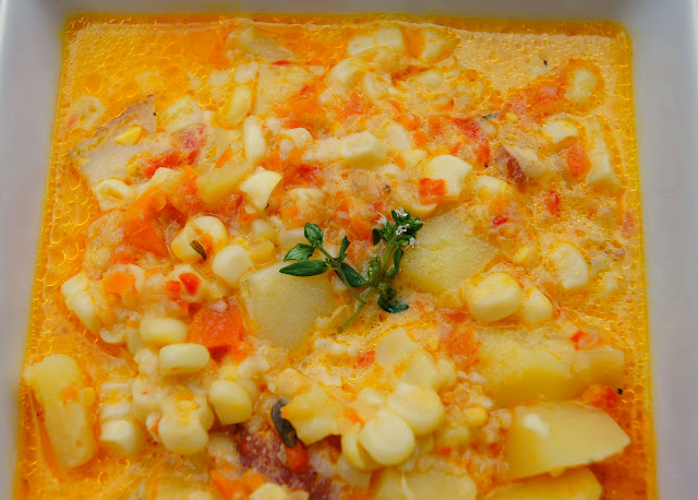 headtones: Roasted Red Pepper Corn Chowder