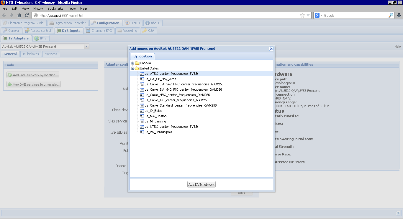 freezerdev: Raspberry Pi DVR - tvheadend