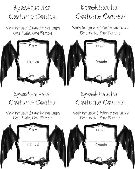Bewitching Babbles: Freebie 2014 Halloween Costume Contest voting card