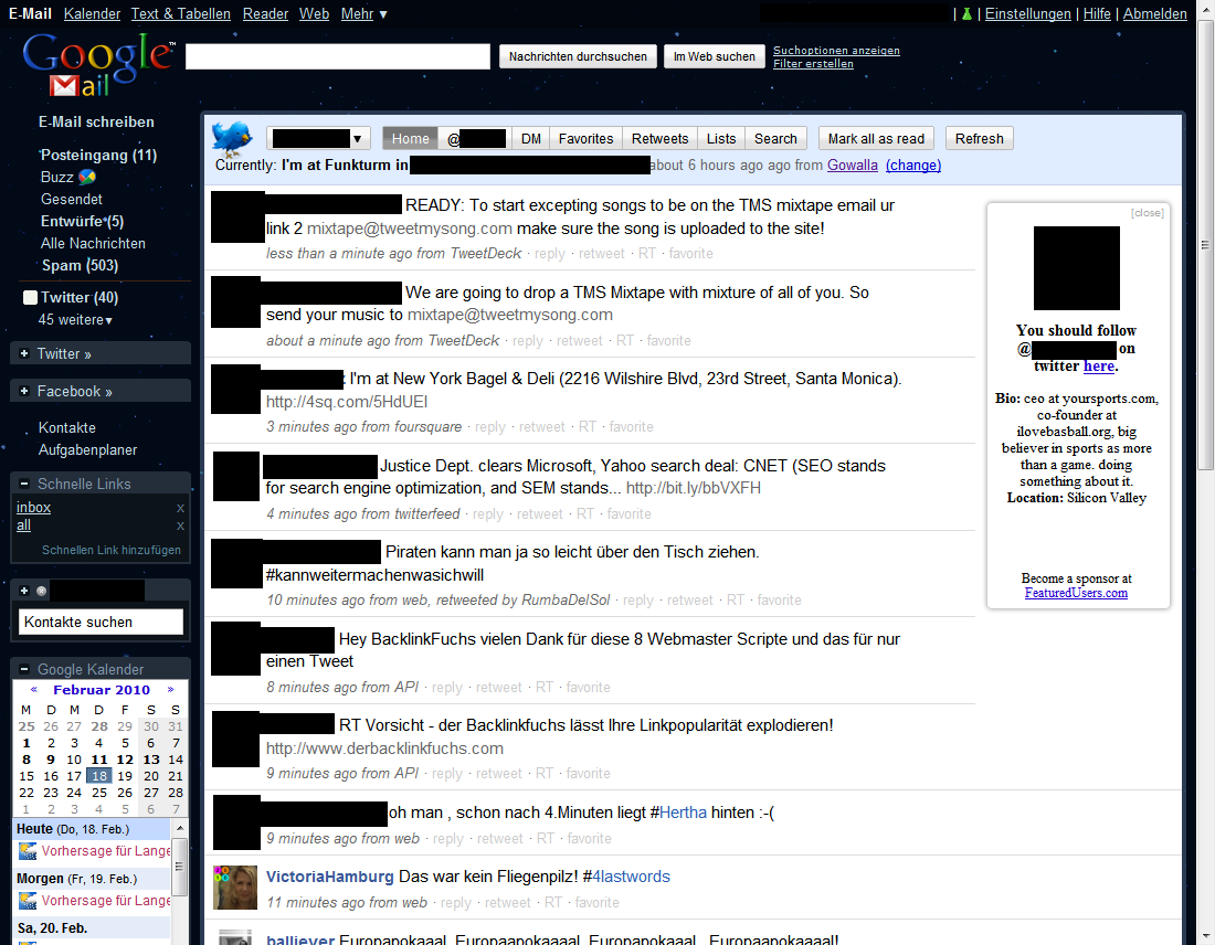 GMail als Nachrichtenzentrale für Twitter, Facebook und BUZZ - Bloggsy.de