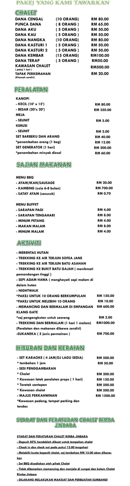 SERVIS ~ Chalet Rimba Jinbara