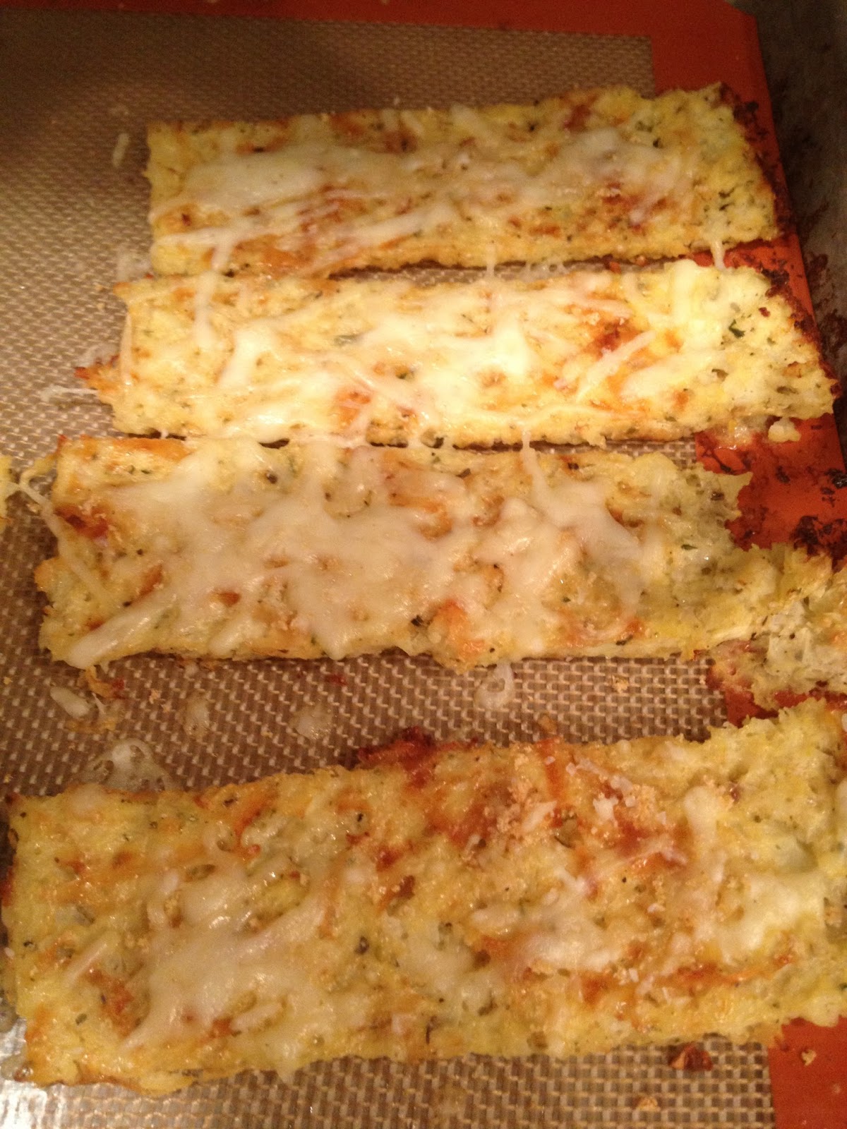 My Salty Kitchen: Cheesy Garlic Cauliflower "Bread" Sticks