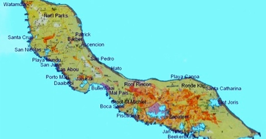 Hiking Curaçao - The Trails: Kaart van Curaçao. (boca's, playa's en ...