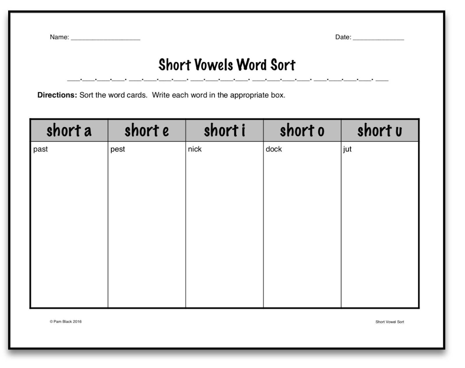 The Differentiation Shop: Word Sorts