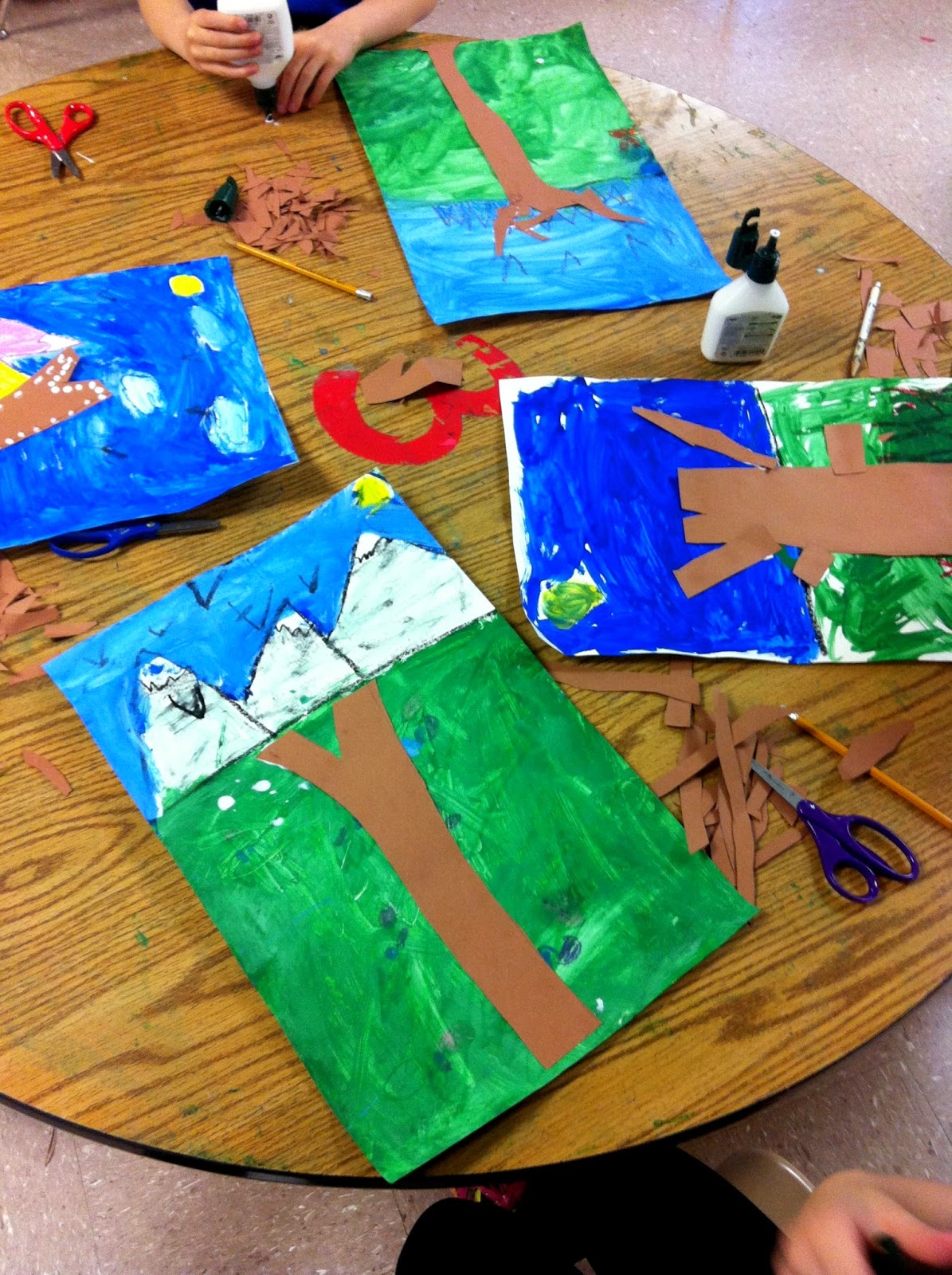 ChumleyScobey Art Room: Mixed Media Treehouse Collage with 1st Grade