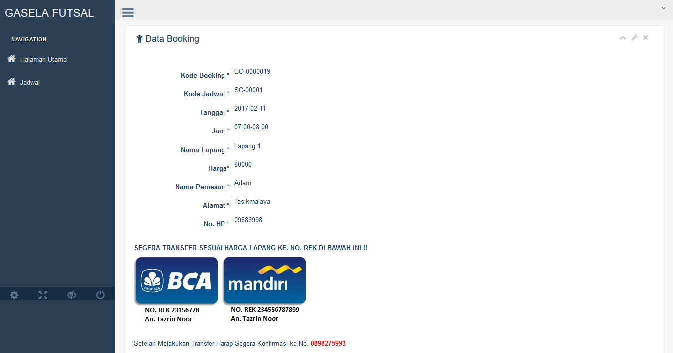 Source Code Aplikasi Booking Lapangan Futsal dengan PHP dan MYSQL | kantin-php