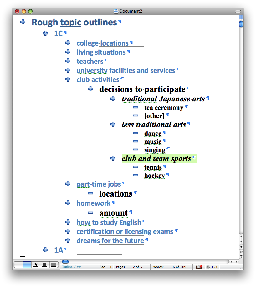 The Writing Studio Blog: Topic outlines from comments and questions