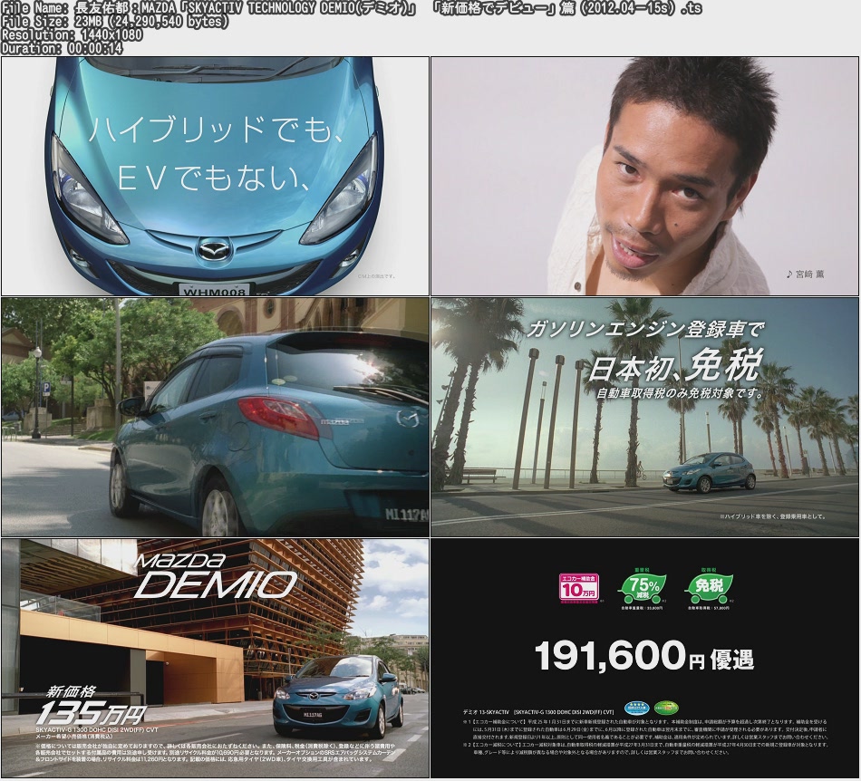 長友佑都：MAZDA「SKYACTIV TECHNOLOGY DEMIO(デミオ)」 「新価格でデビュー」篇（2012.04－15s）